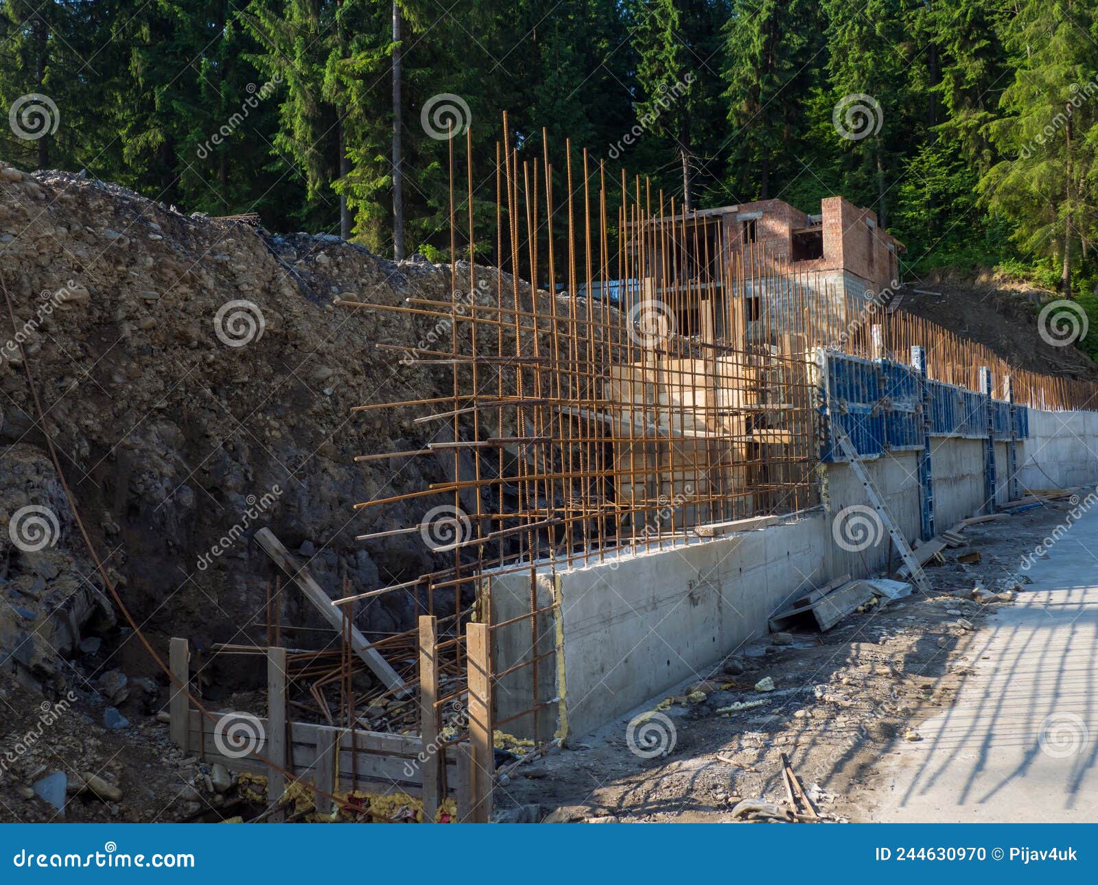 Reinforcing Foundation for a Building Stock Photo - Image of background ...
