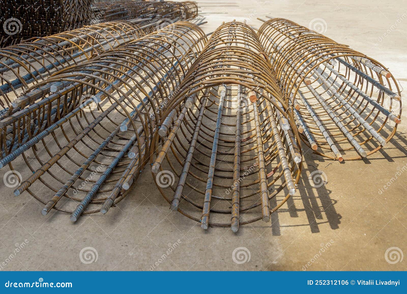 Reinforcing Frames of Round Columns Stock Photo - Image of activity ...