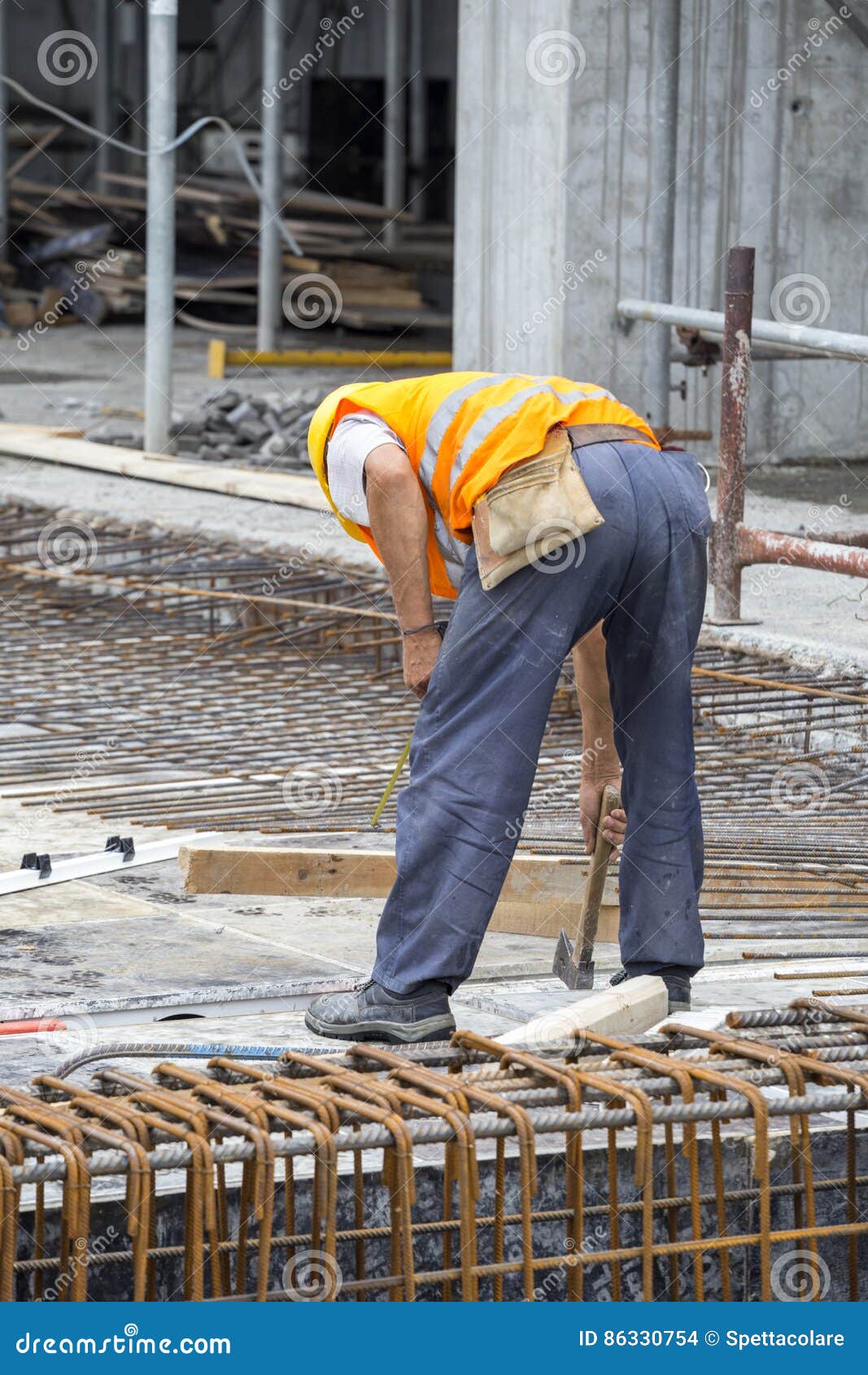 Reinforcing Ironworker Working on Concrete Formwork Stock Photo - Image ...