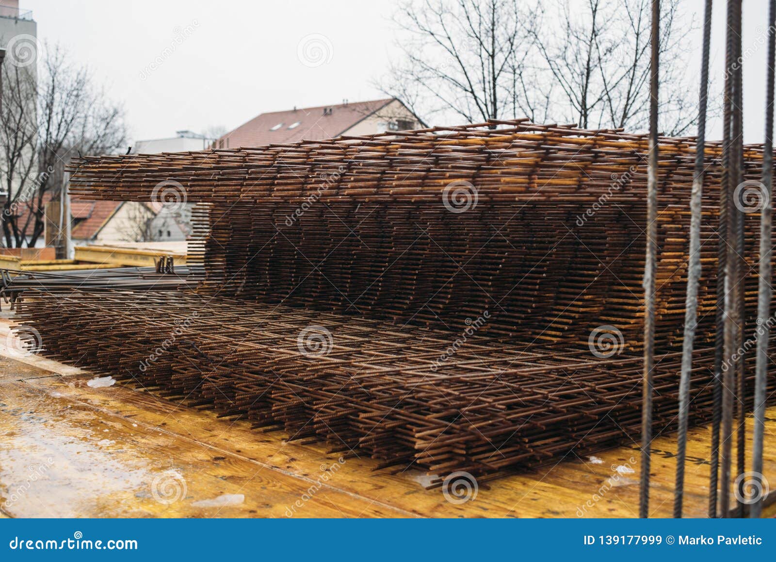 Reinforcing Mesh at Construction Site Stock Image - Image of building ...