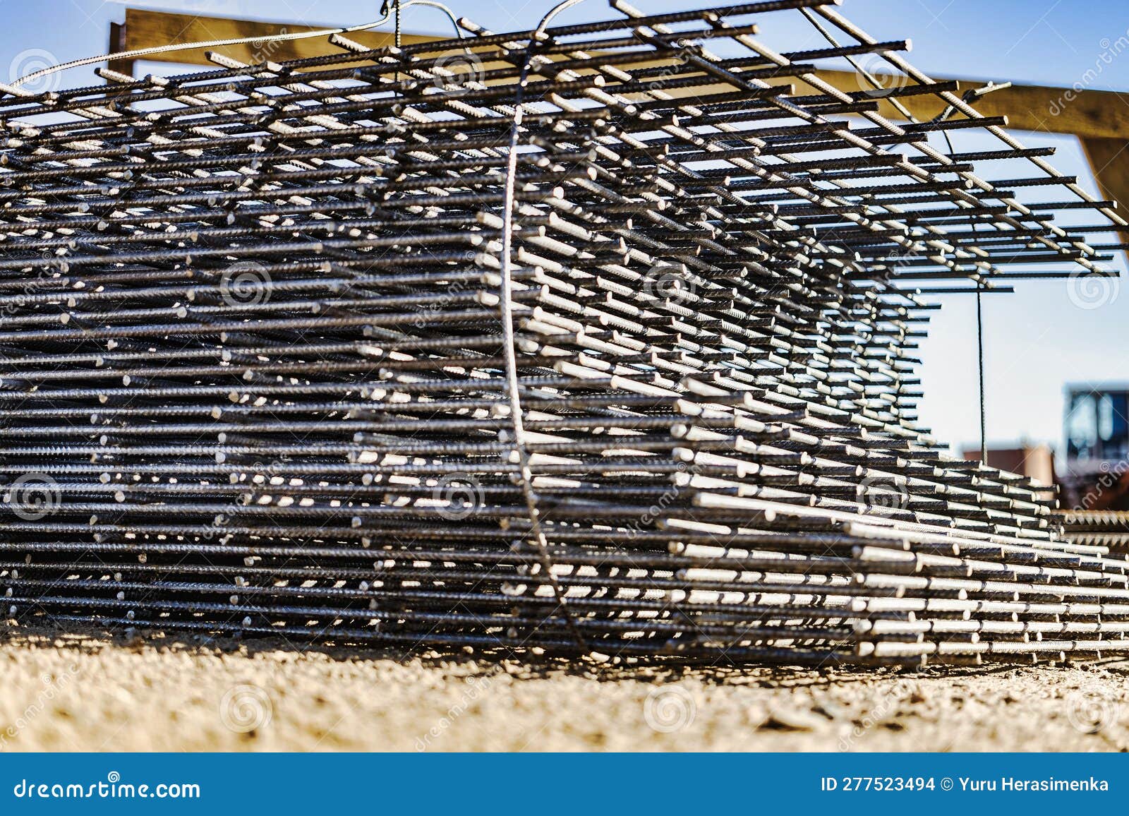 Reinforcing Mesh at the Construction Site. Reinforcing Cages for ...