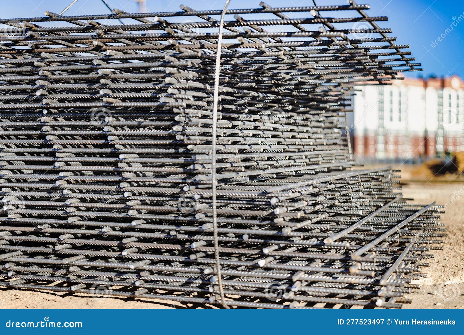 Reinforcing Mesh at the Construction Site. Reinforcing Cages for ...