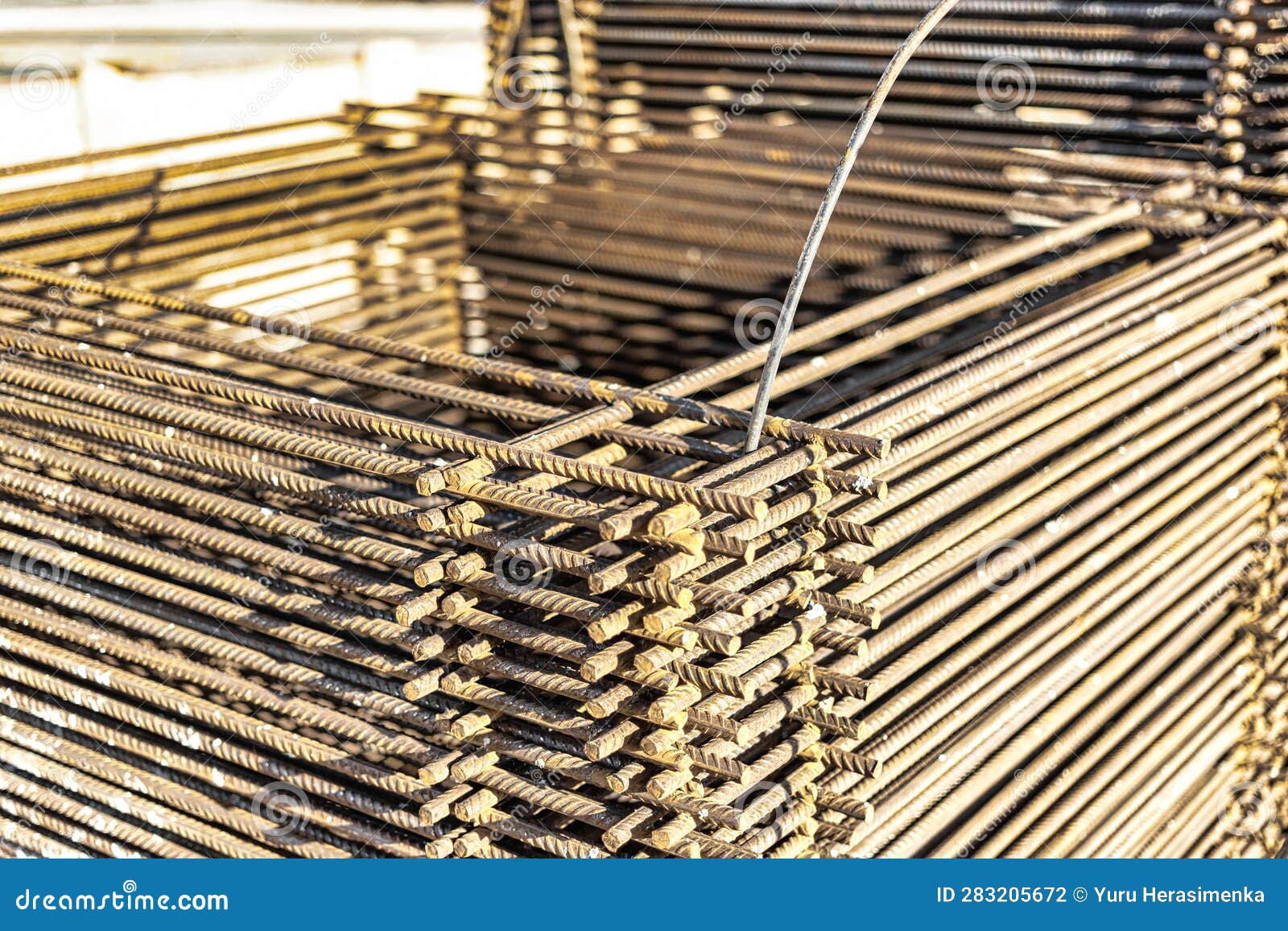 Reinforcing Mesh at the Construction Site. Reinforcing Cages for ...