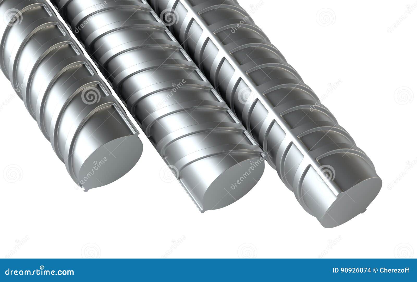 Reinforcing Steel Bars Stack On Project Blueprints Background. 3d ...