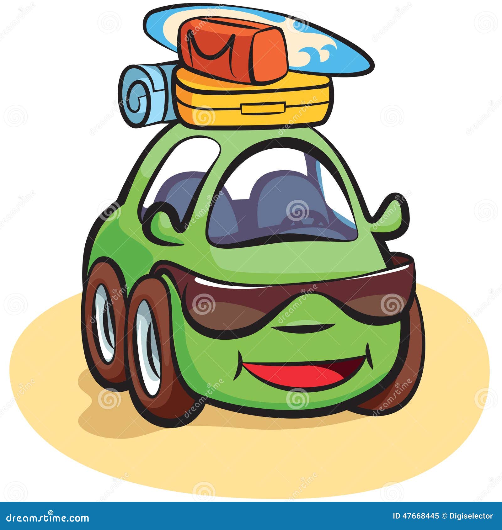 Reisender Auto-Karikatur-Vektor Vektor Abbildung - Illustration von ...