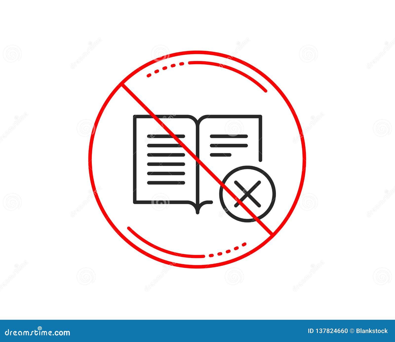 Reject Book Line Icon. Decline Read Sign. Vector Stock Vector ...