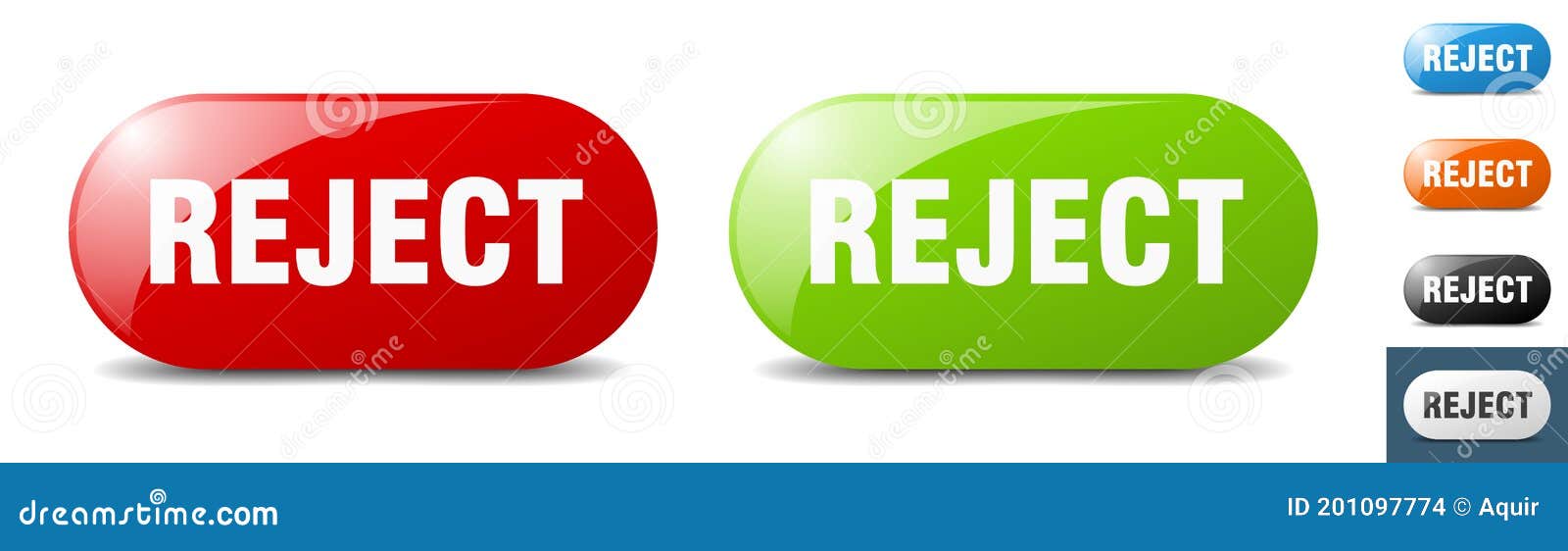 Reject Button. Key. Sign. Push Button Set Stock Vector - Illustration ...