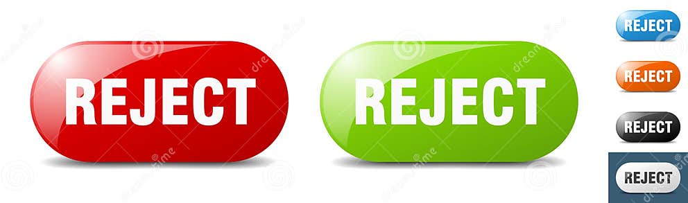 Reject Button. Key. Sign. Push Button Set Stock Vector - Illustration ...