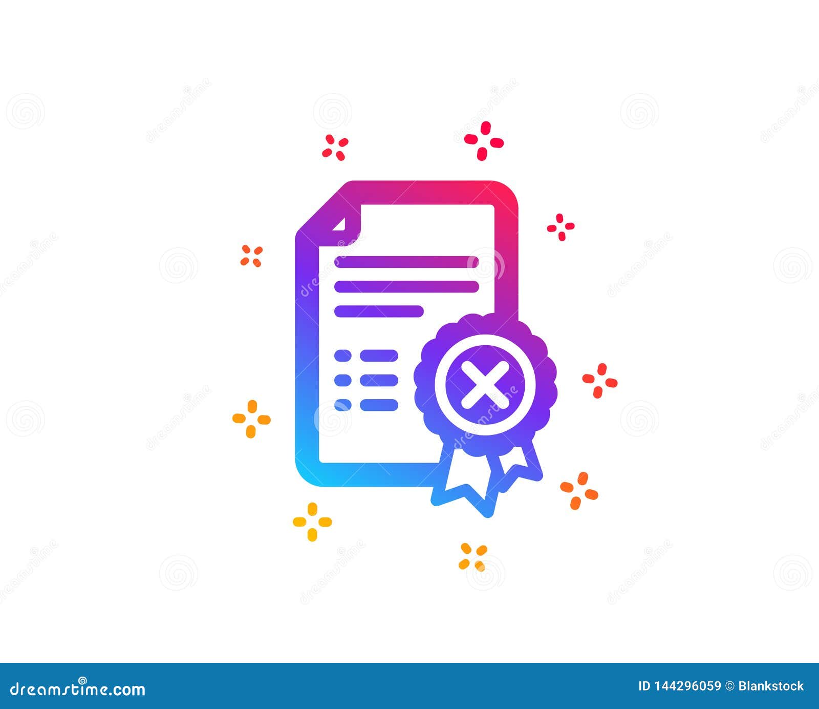 Reject Certificate Icon. Decline Document Sign. Vector Stock Vector ...