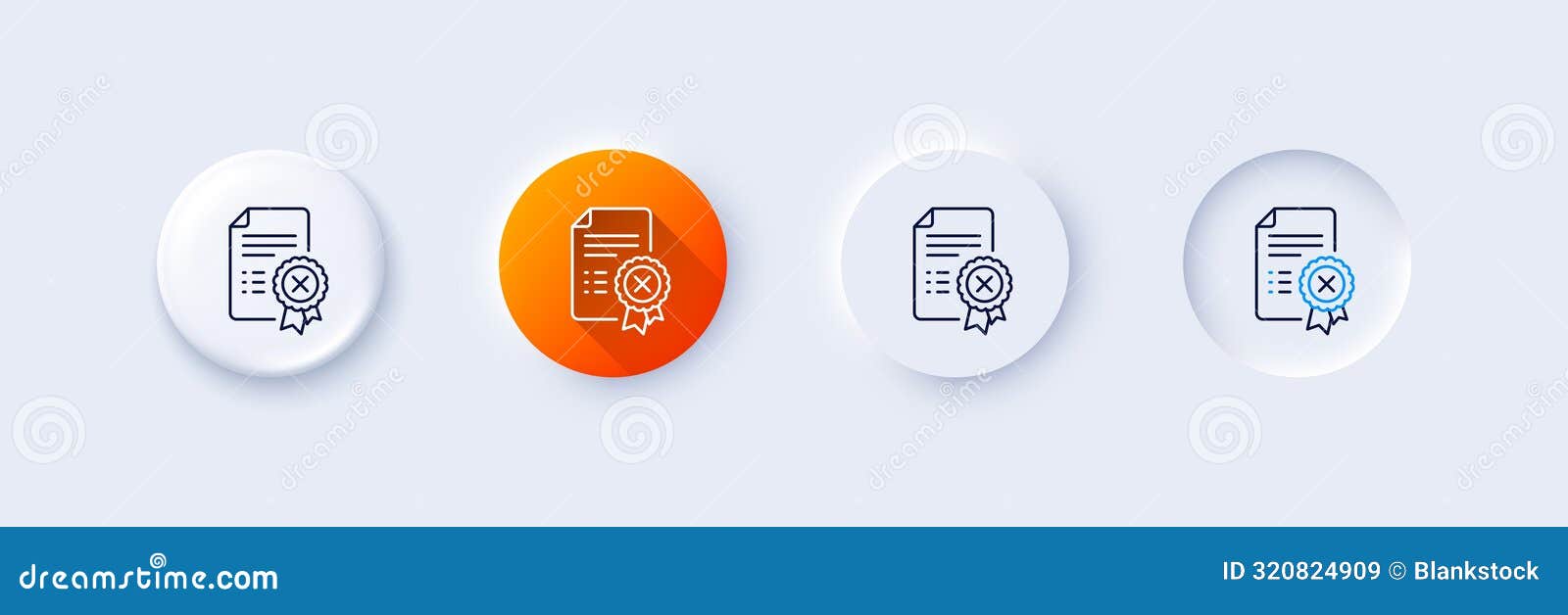 Reject Certificate Line Icon. Decline Document Sign. Line Icons. Vector ...