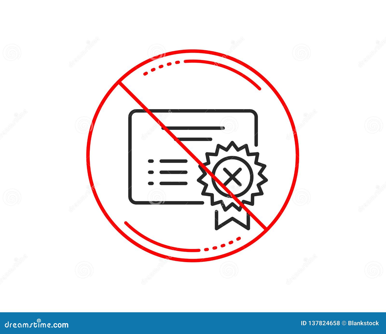 Reject Certificate Line Icon. Decline Document Sign. Vector Stock ...