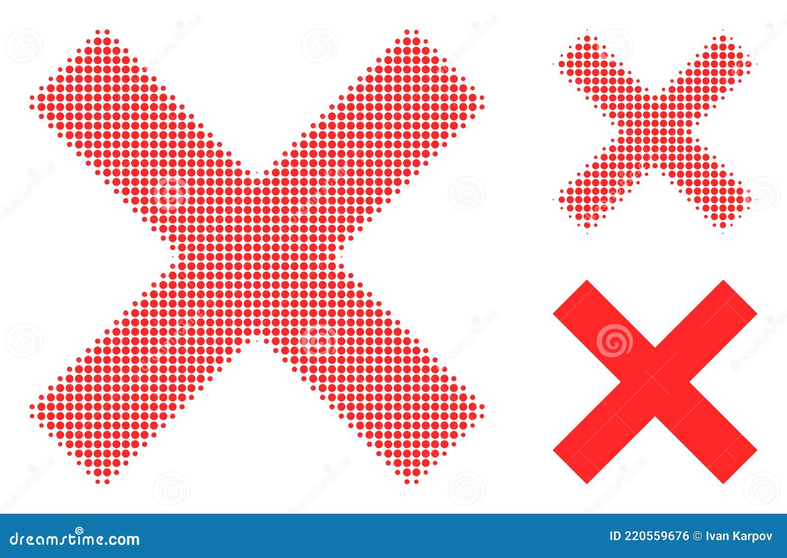 Reject Cross Halftone Dotted Icon Stock Illustration - Illustration of ...