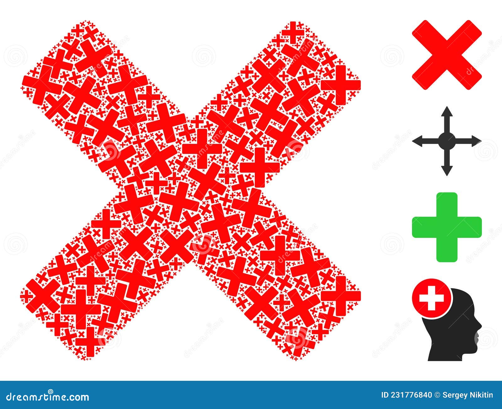 Reject Cross Icon Recursion Composition Stock Vector - Illustration of ...