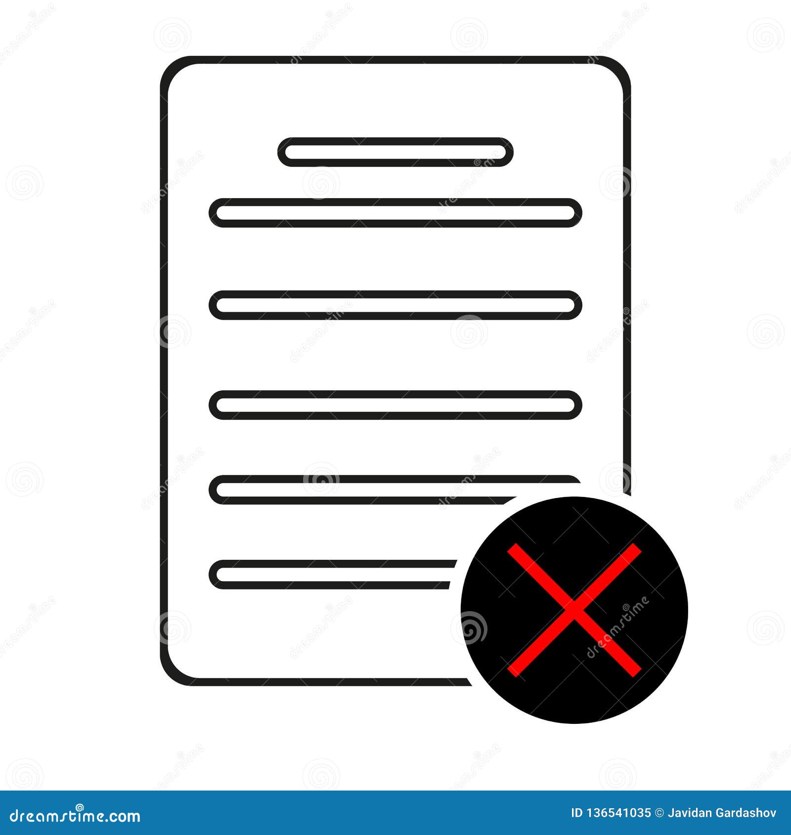 Reject File Line Icon. Decline Document Sign. Delete File. Quality ...