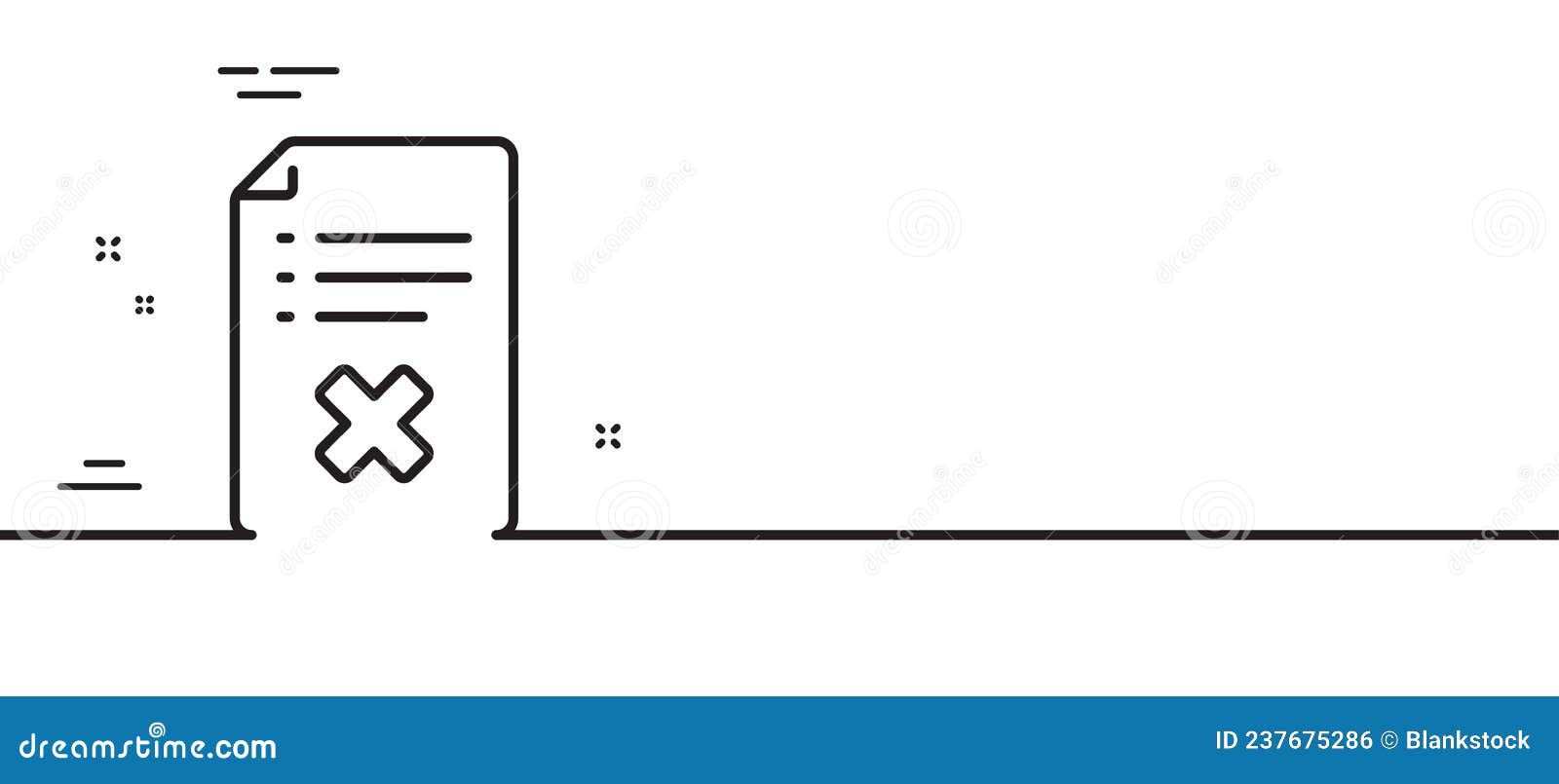 Reject File Line Icon. Decline Document Sign. Minimal Line Pattern ...