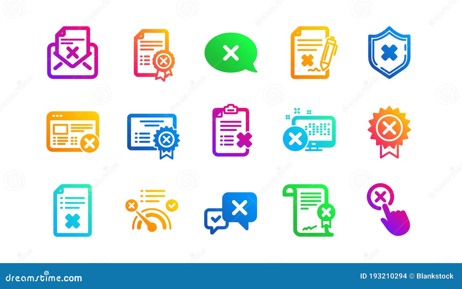 Reject Icons. Decline, Cancel and Dislike. Classic Icon Set. Vector ...