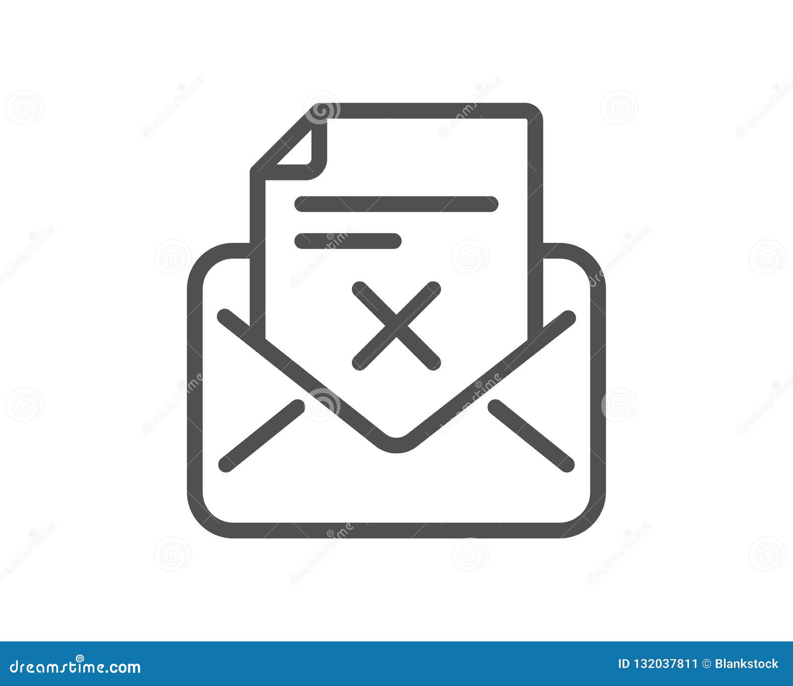 Reject Letter Line Icon. Delete Mail Sign. Vector Stock Vector ...