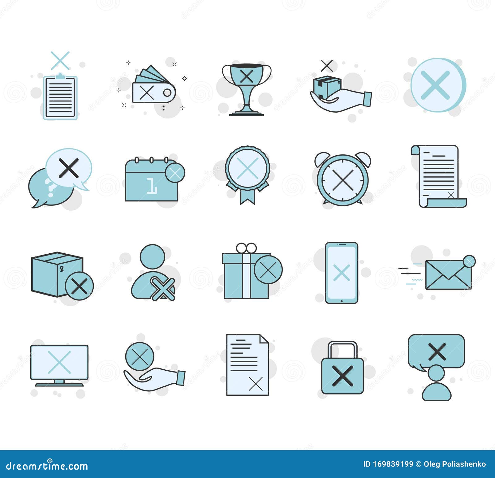 Reject line icons. stock vector. Illustration of document - 169839199