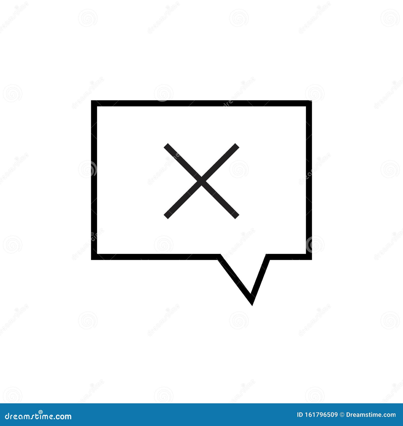 Reject or Prohibit Chat Message Icon Vector Illustration on a White ...