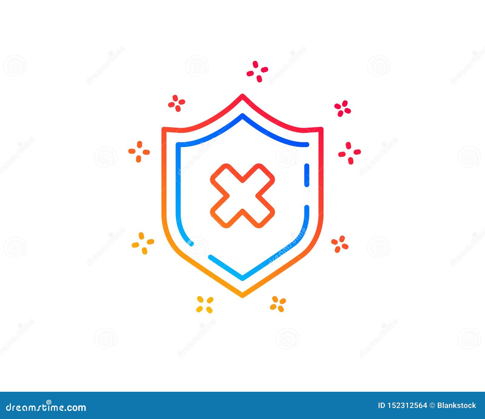 Reject Protection Line Icon. Decline Shield Sign. Vector Stock Vector ...