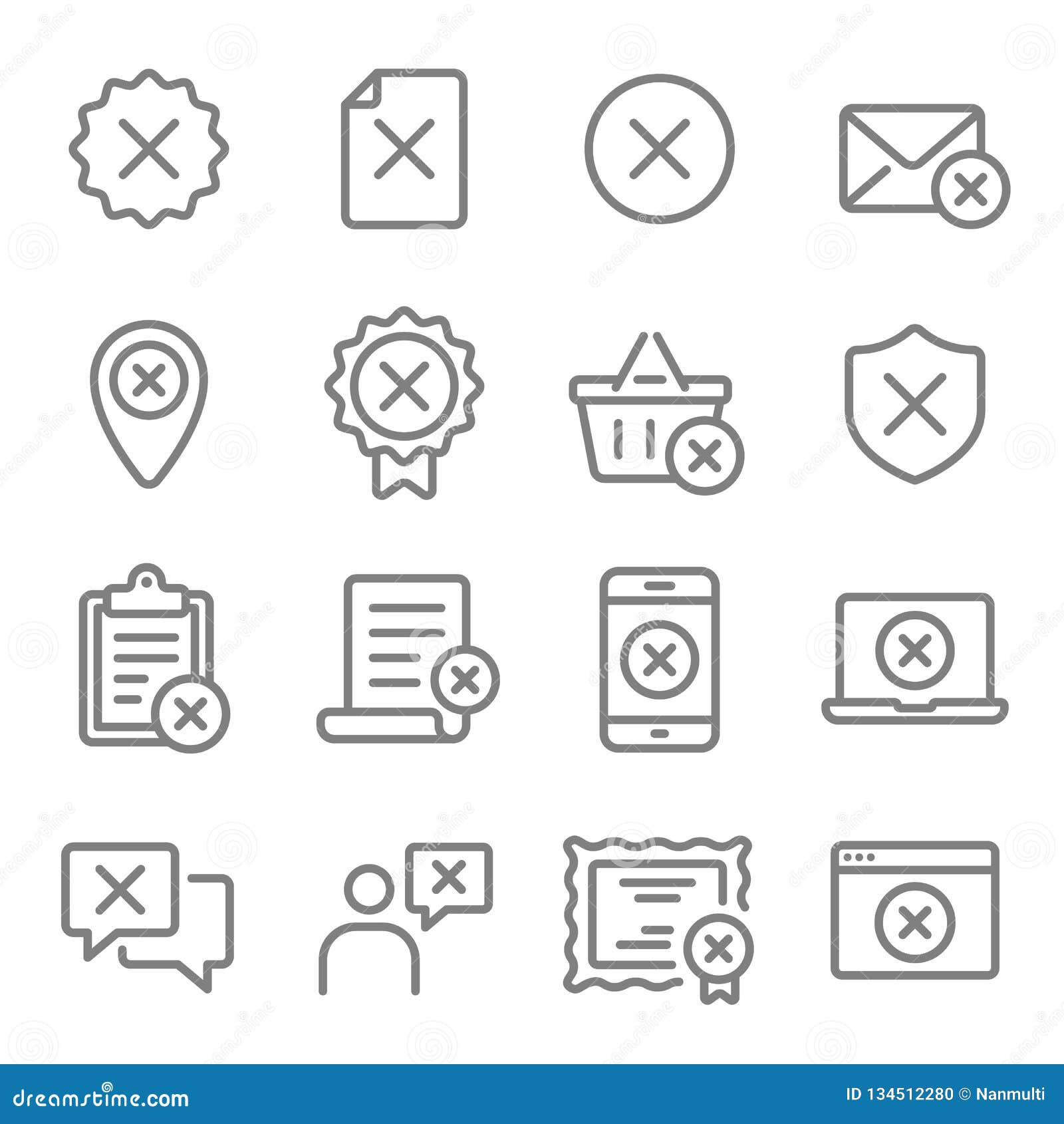 Reject Vector Line Icon Set. Contains Such Icons As Cancellation, Deny ...