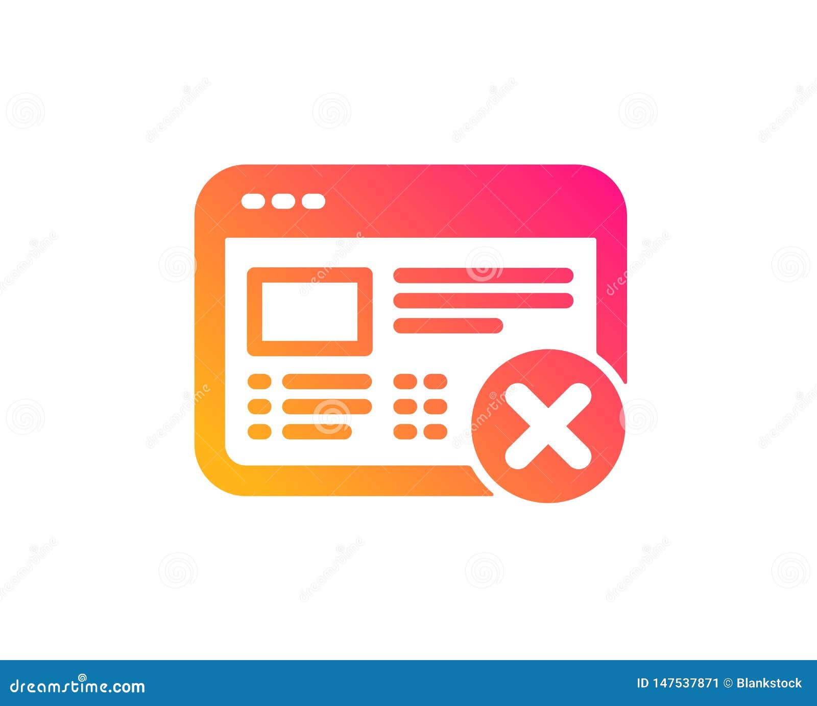 Reject Web Page Icon. No Internet Sign. Vector Stock Vector ...