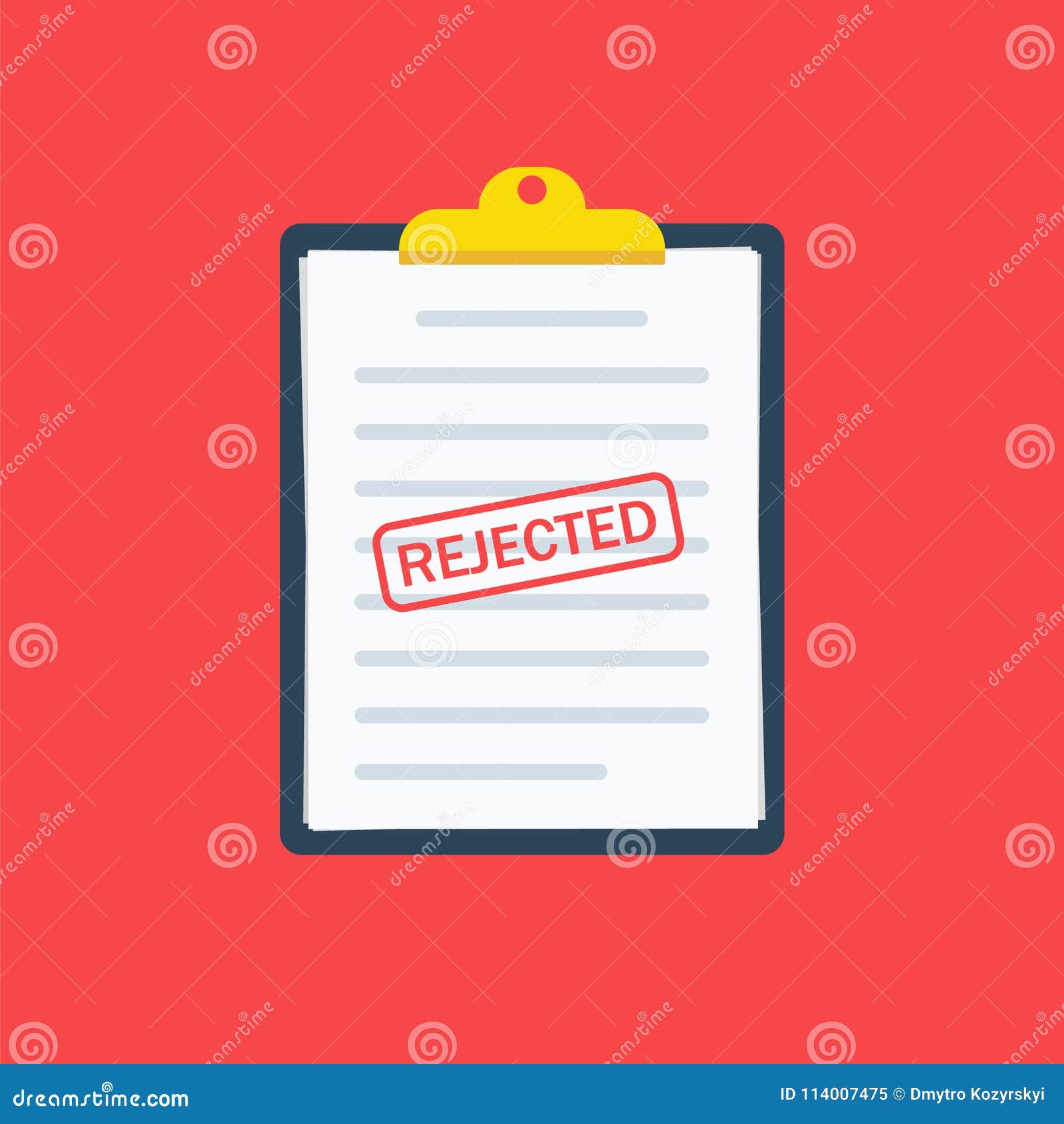 Rejected Application. Clipboard Application with Document, Red Rejected ...