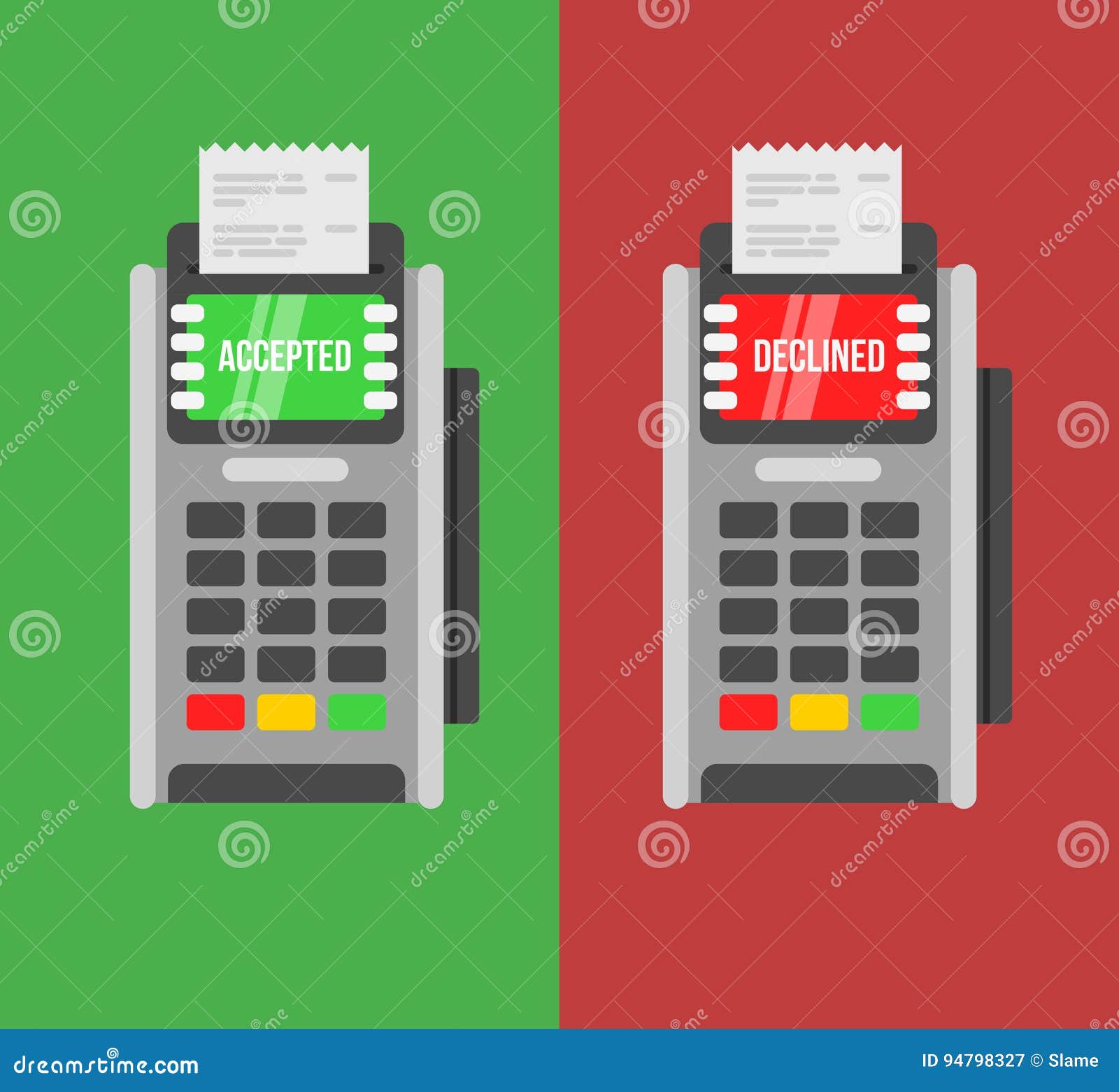 Rejected and Approved Payment Pos Terminal Stock Vector - Illustration ...