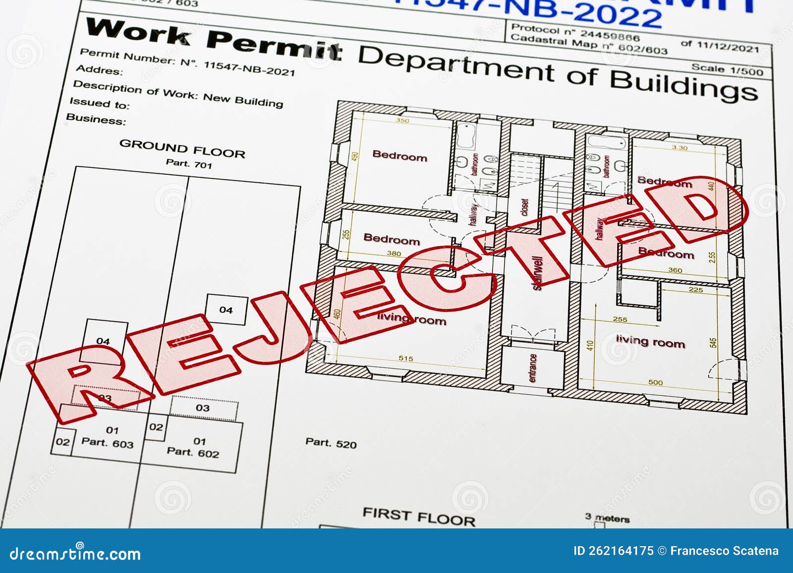 Rejected Buildings Permit Concept Illustration with Refusing ...
