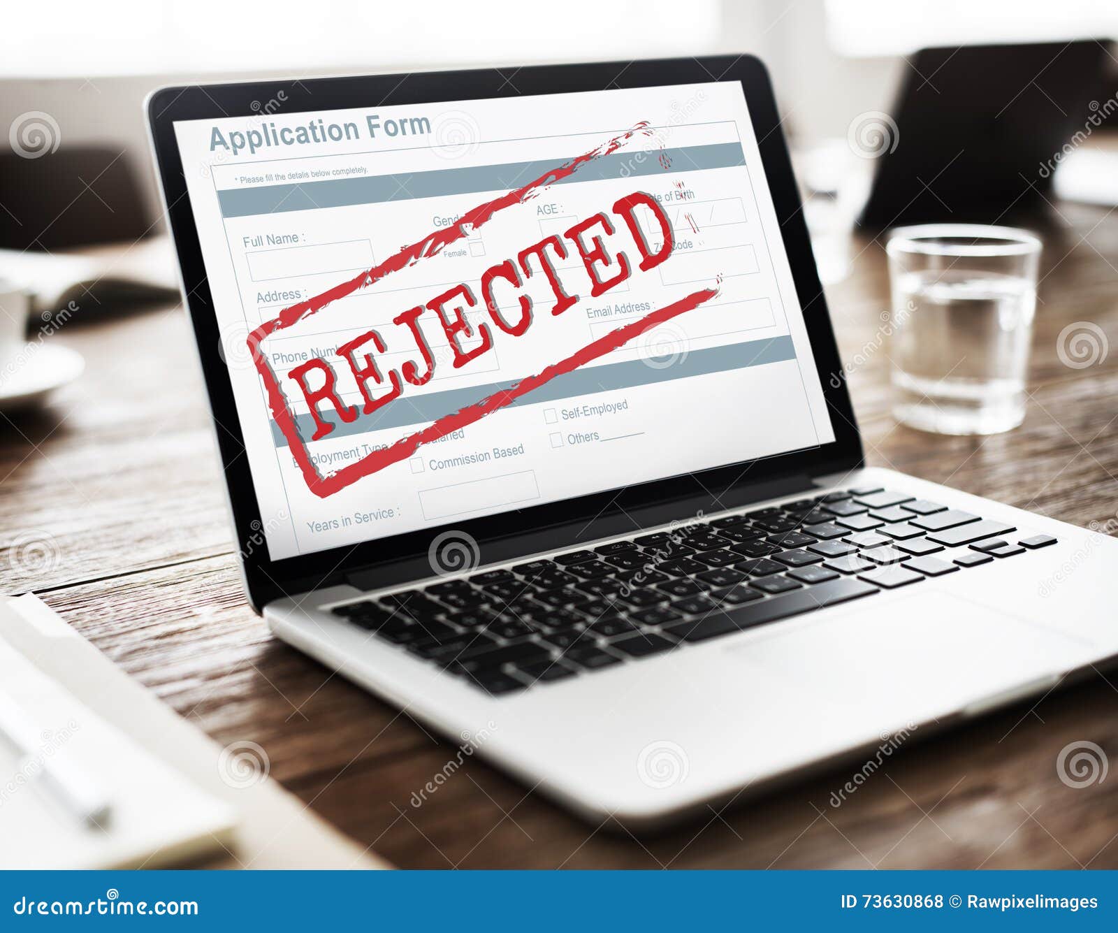 Rejected Declined Negative Document Form Concept Stock Photo - Image of ...
