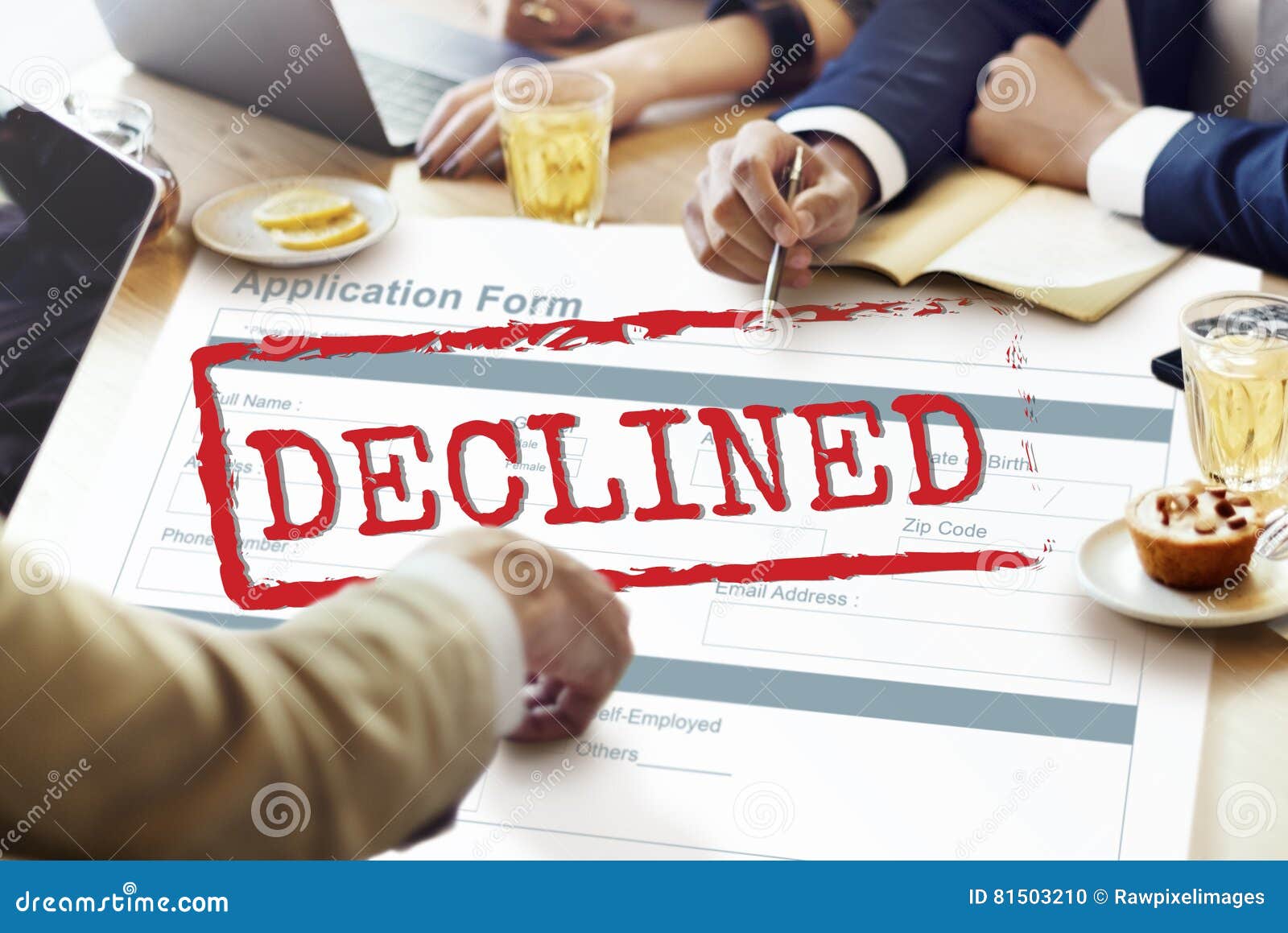 Rejected Declined Negative Document Form Concept Stock Photo - Image of ...