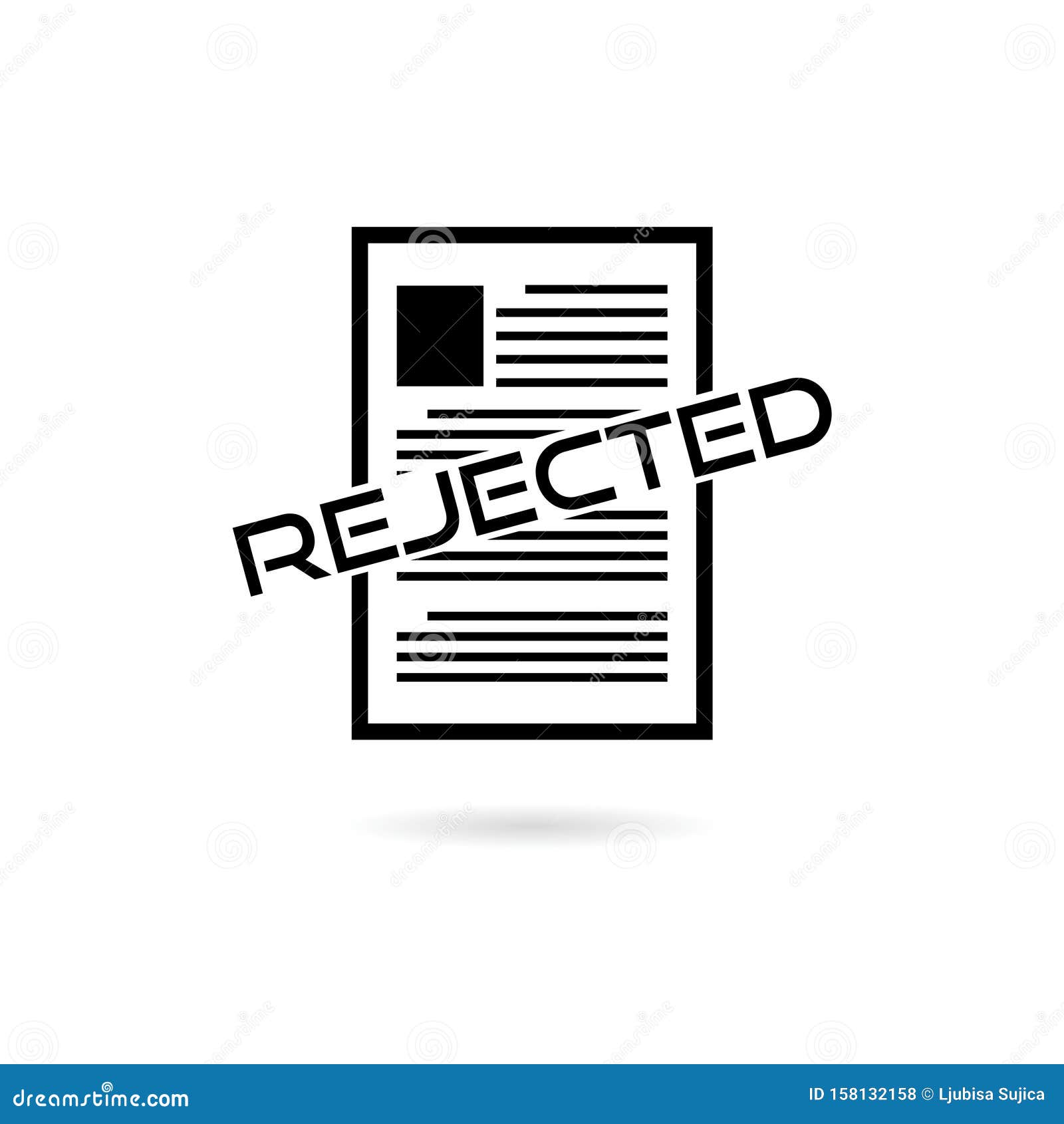 Rejected Document Verification Concept With Hand And Magnifier. Vector ...