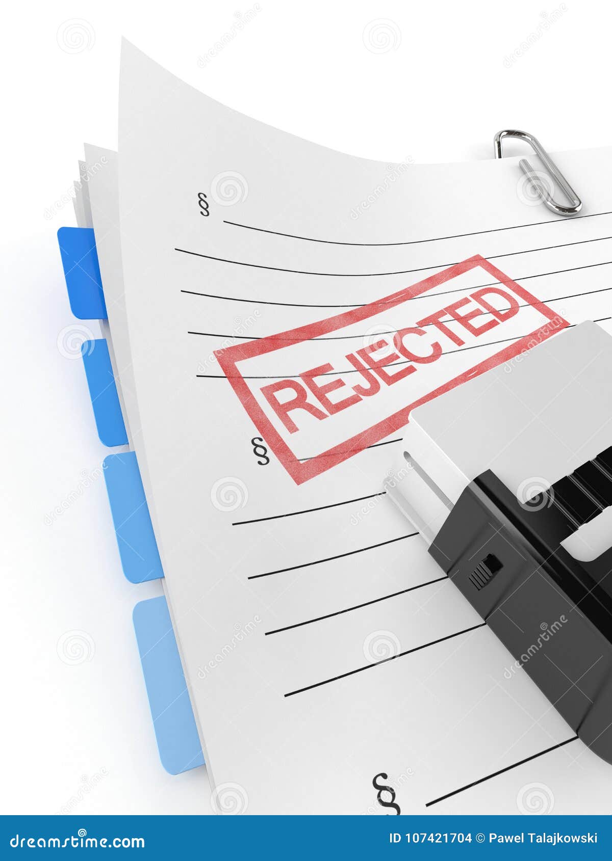 Rejected Document Verification Concept With Hand And Magnifier. Vector ...