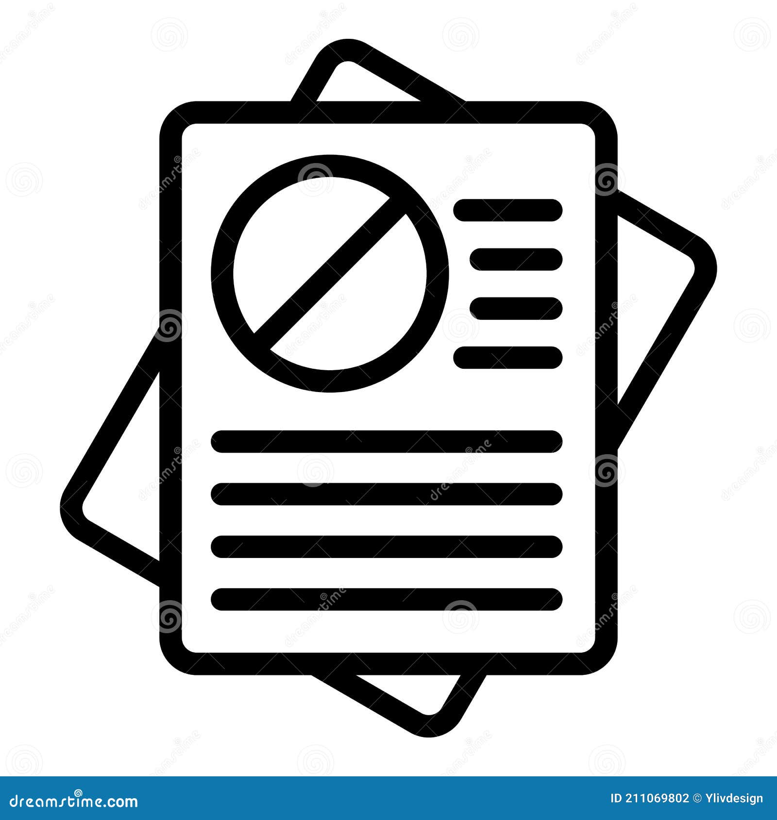 Rejected Documents Icon, Outline Style Stock Vector - Illustration of ...