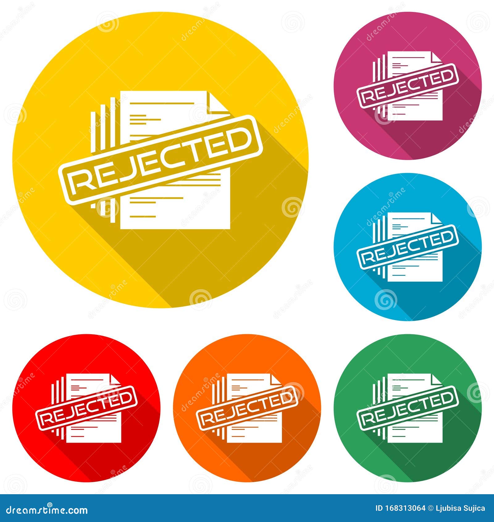 Rejected File Document Icon with Long Shadow Stock Illustration ...