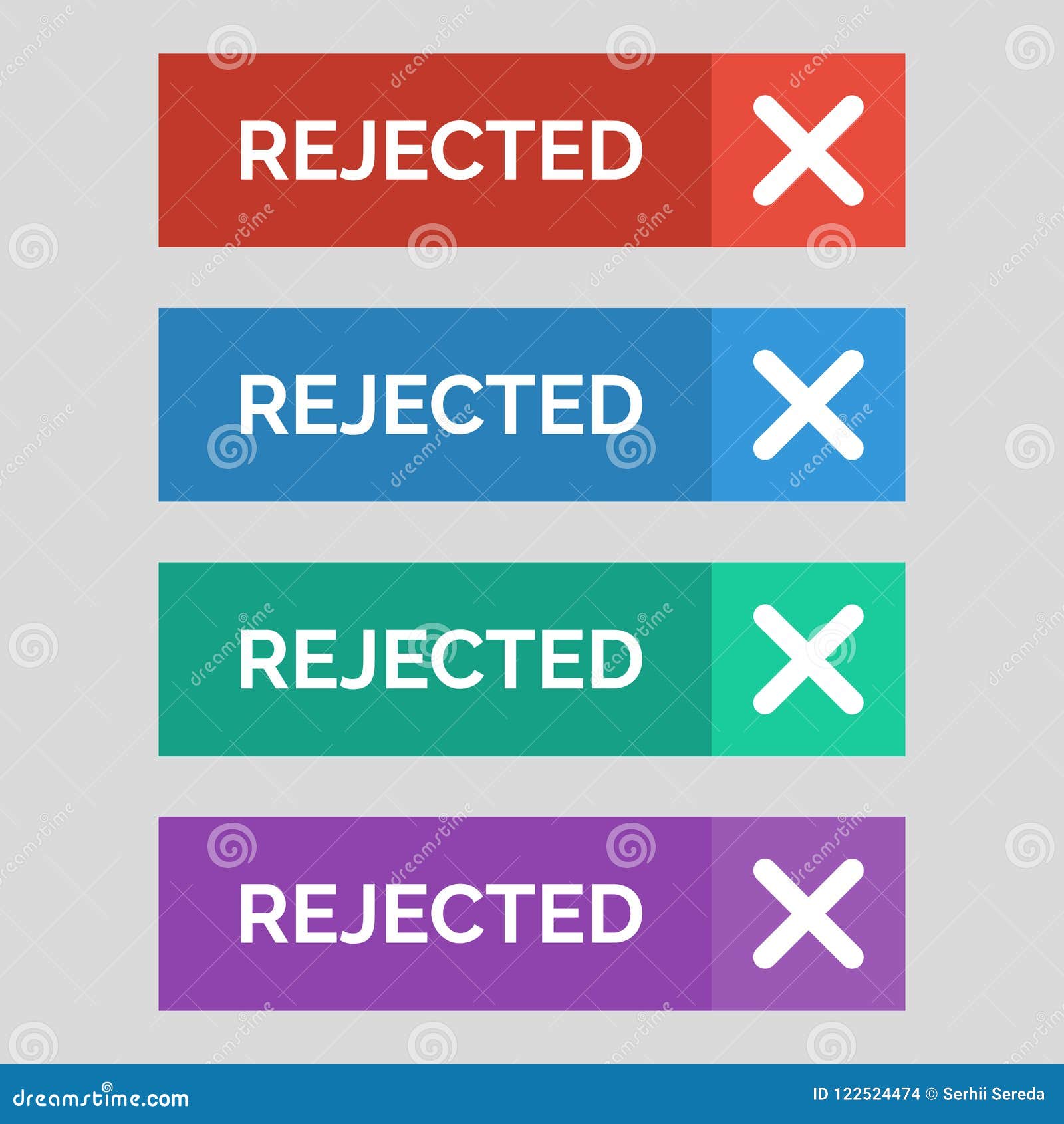 Rejected Flat Buttons on Grey Background. Stock Illustration ...