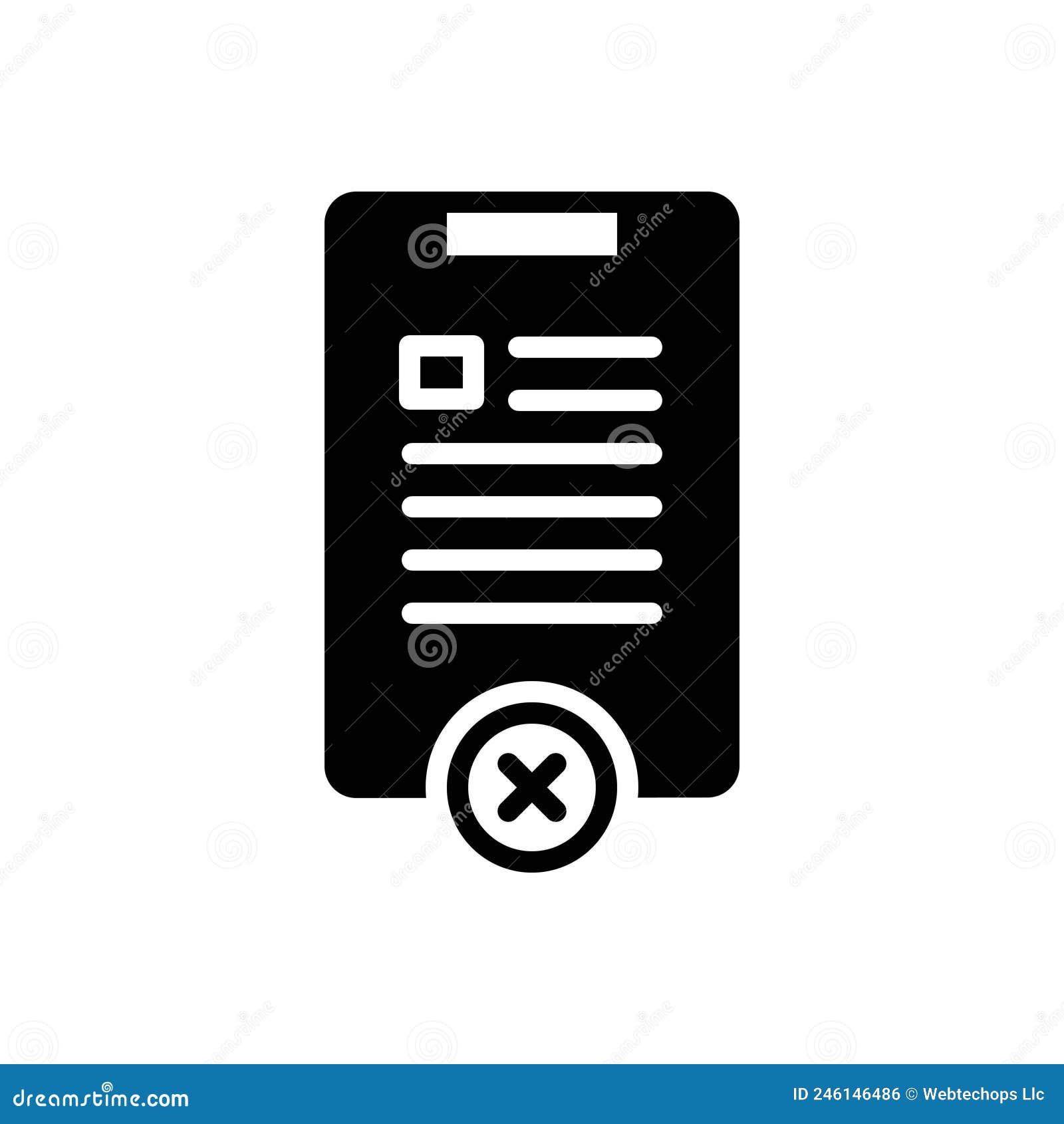 Black Solid Icon for Rejected, Paper and Document Stock Vector ...