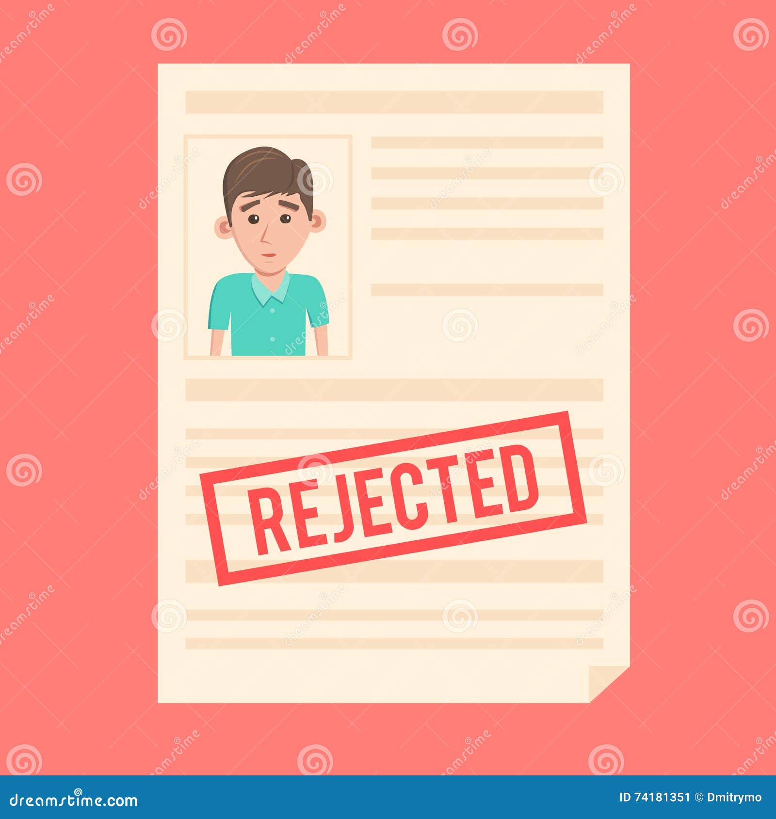 Rejected Paper Document. Cartoon Vector Illustration Stock Vector ...