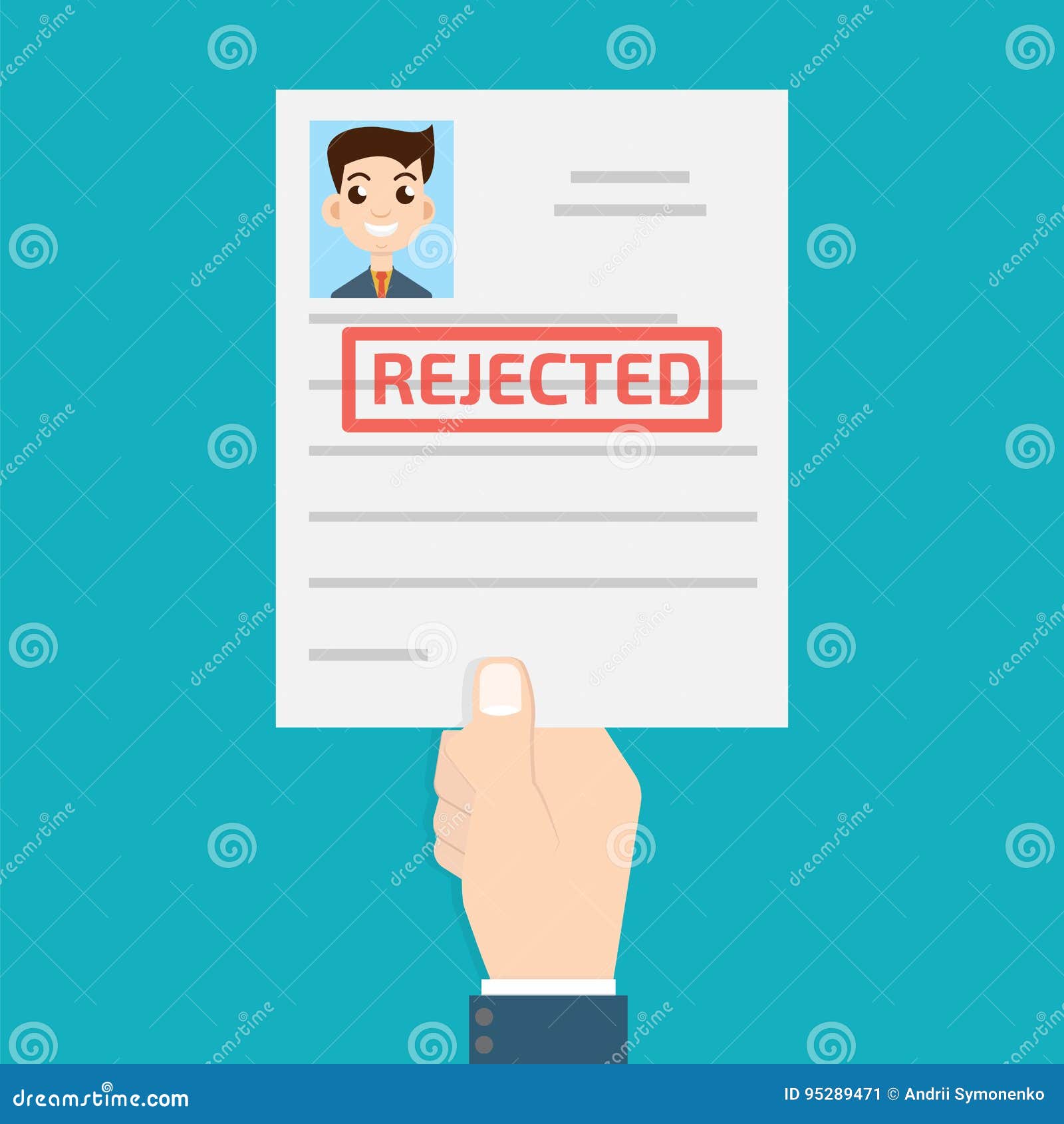 Rejected Paper in Hand. Vector Illustration Stock Vector - Illustration ...