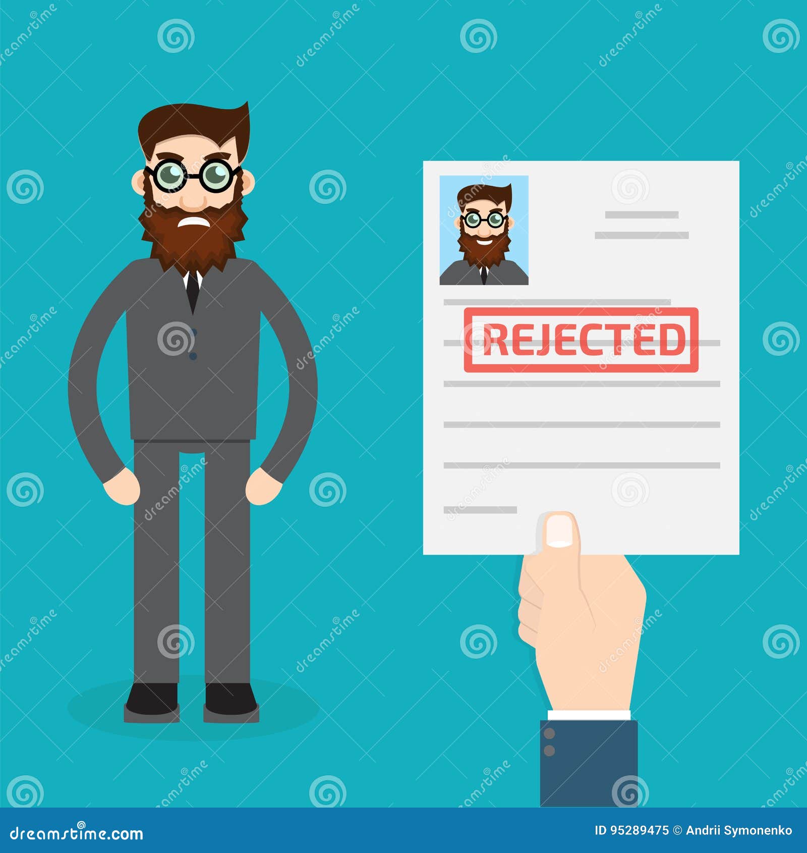 Rejected Paper in Hand. Vector Illustration Stock Vector - Illustration ...