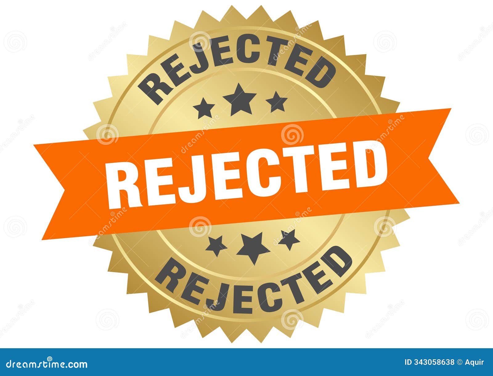 Rejected. Rejected Round Orange and Gold Label Isolated on Transparent ...