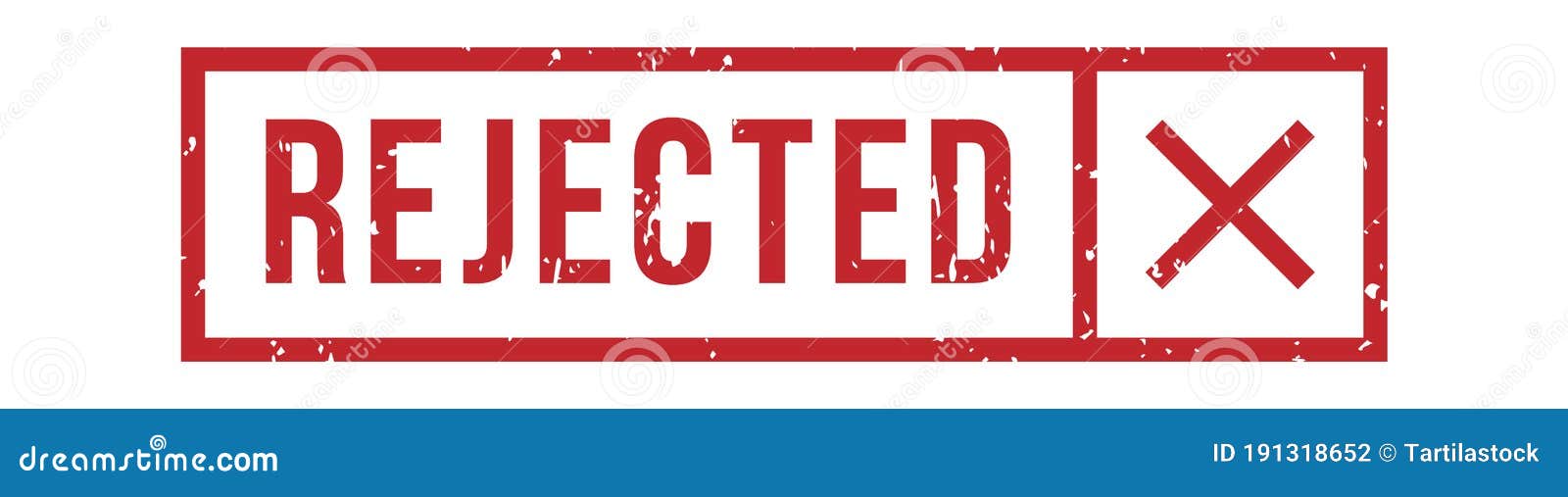 Rejected Rubber Stamp with Cross in Rectangle Frame. Denial Red Mark ...