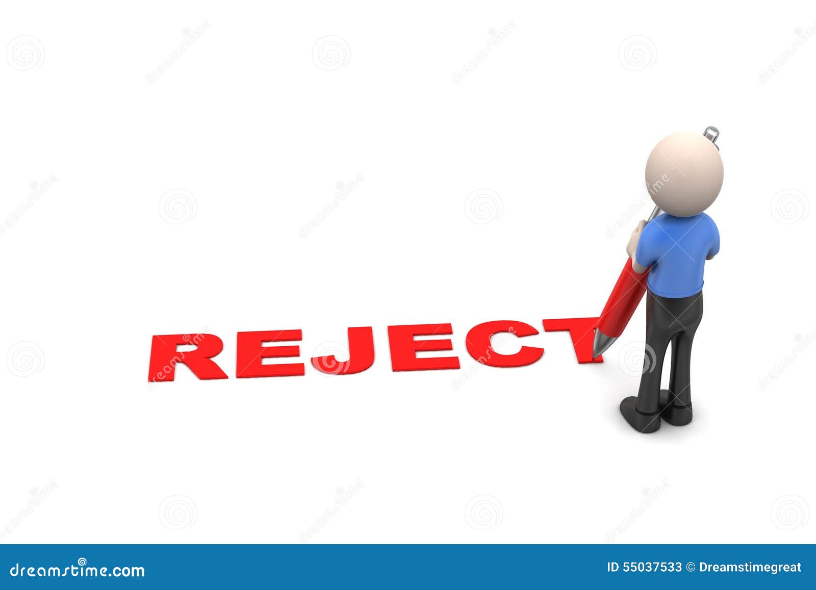 Rejected text with man stock illustration. Illustration of negative ...