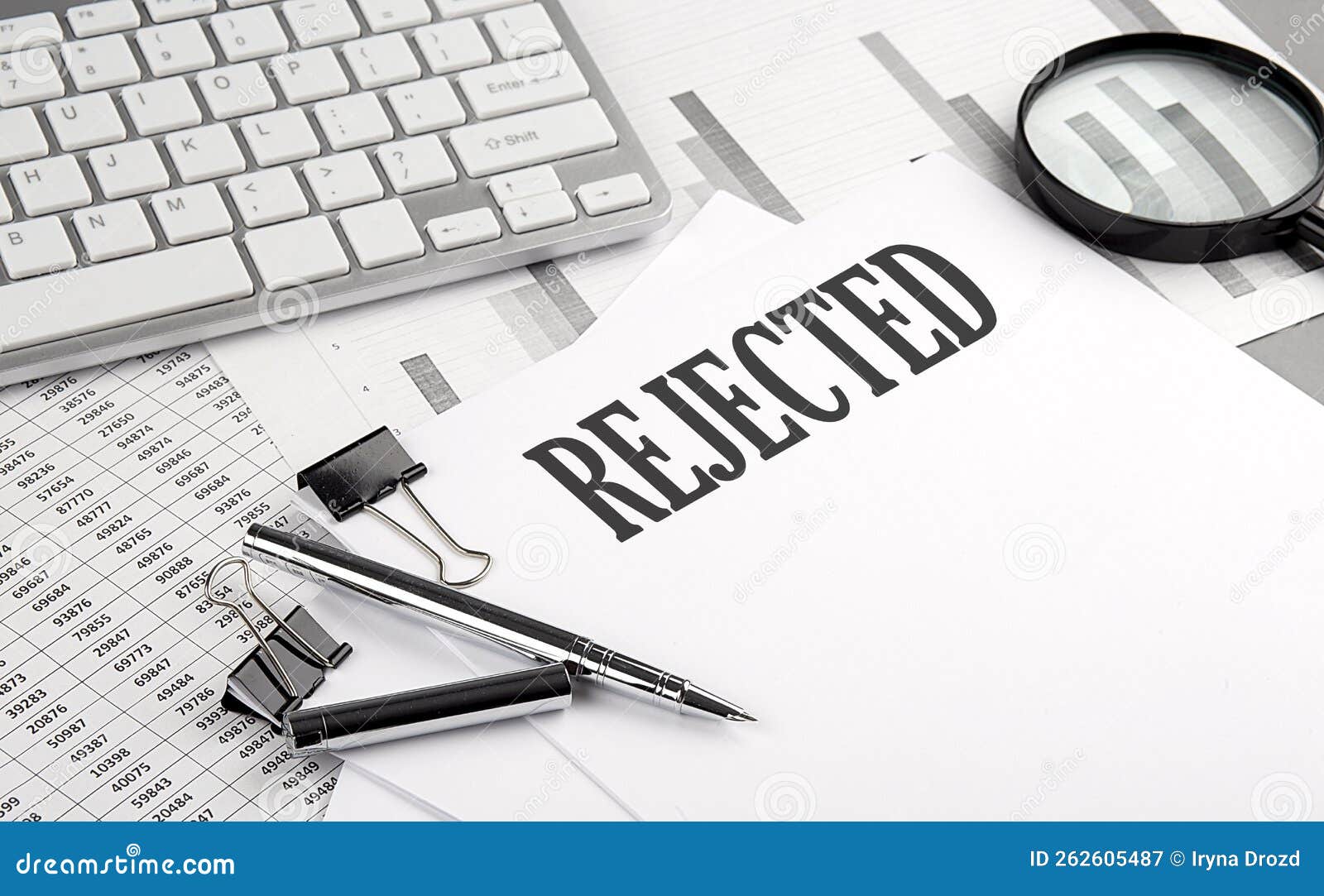 REJECTED Text on Paper with Chart and Keyboard, Business Concept Stock ...