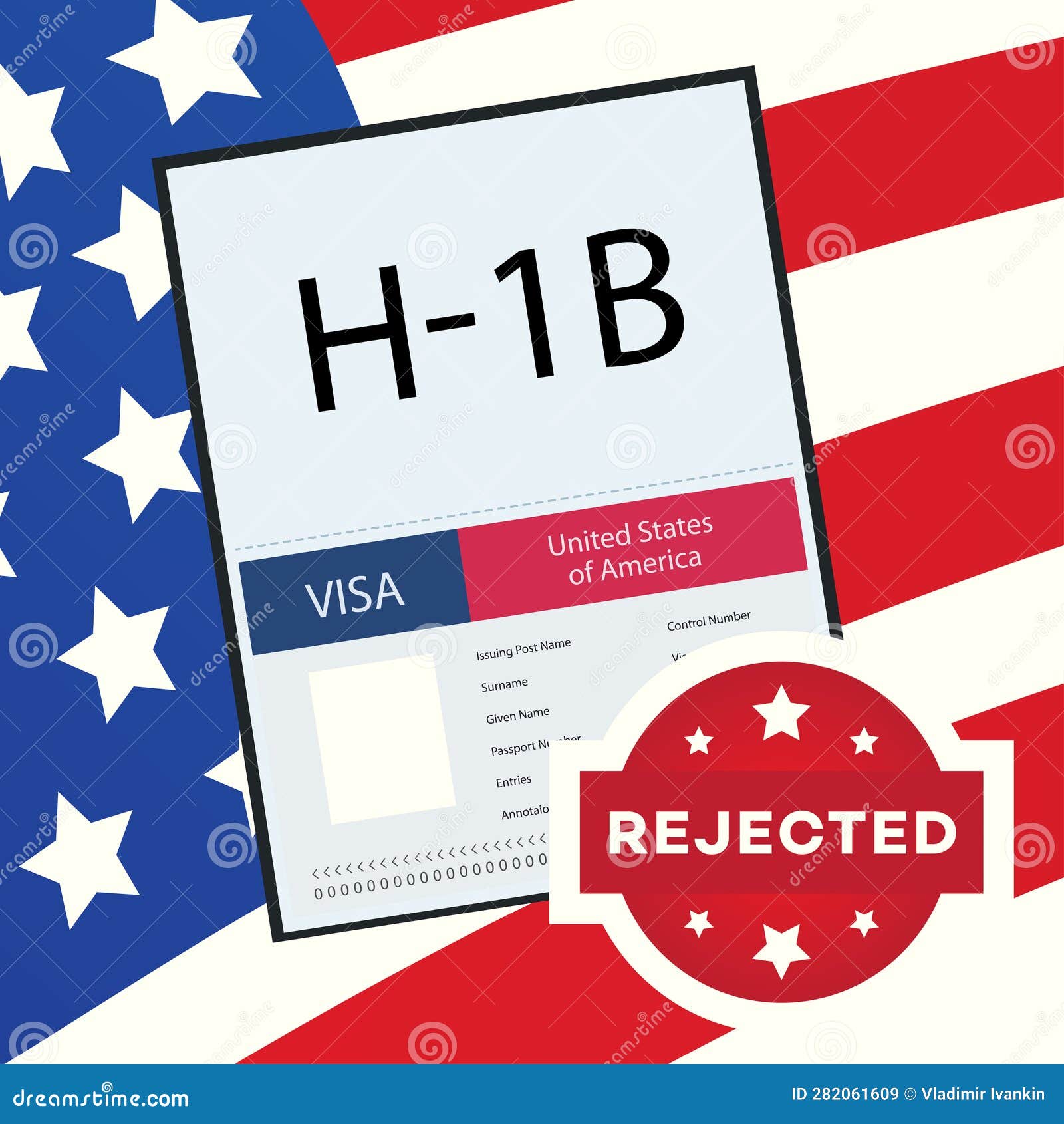Rejected Visa H1B Concept Illustration Stock Vector - Illustration of ...