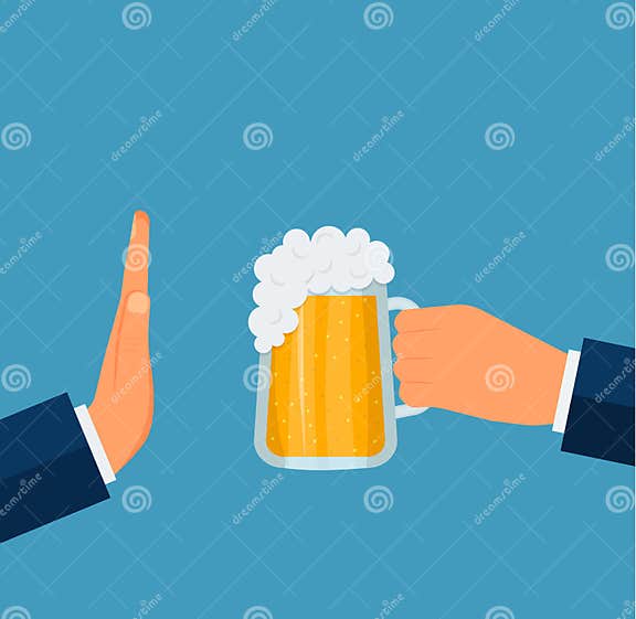 Rejecting the Offered Alcohol. No Alcohol Concept Stock Vector ...