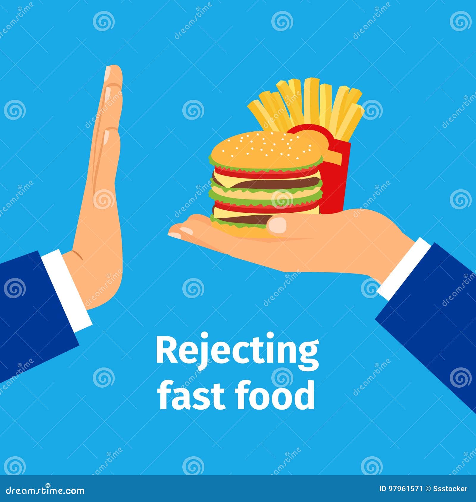 Rejecting Offered Junk Food Cartoon Vector | CartoonDealer.com #88617369