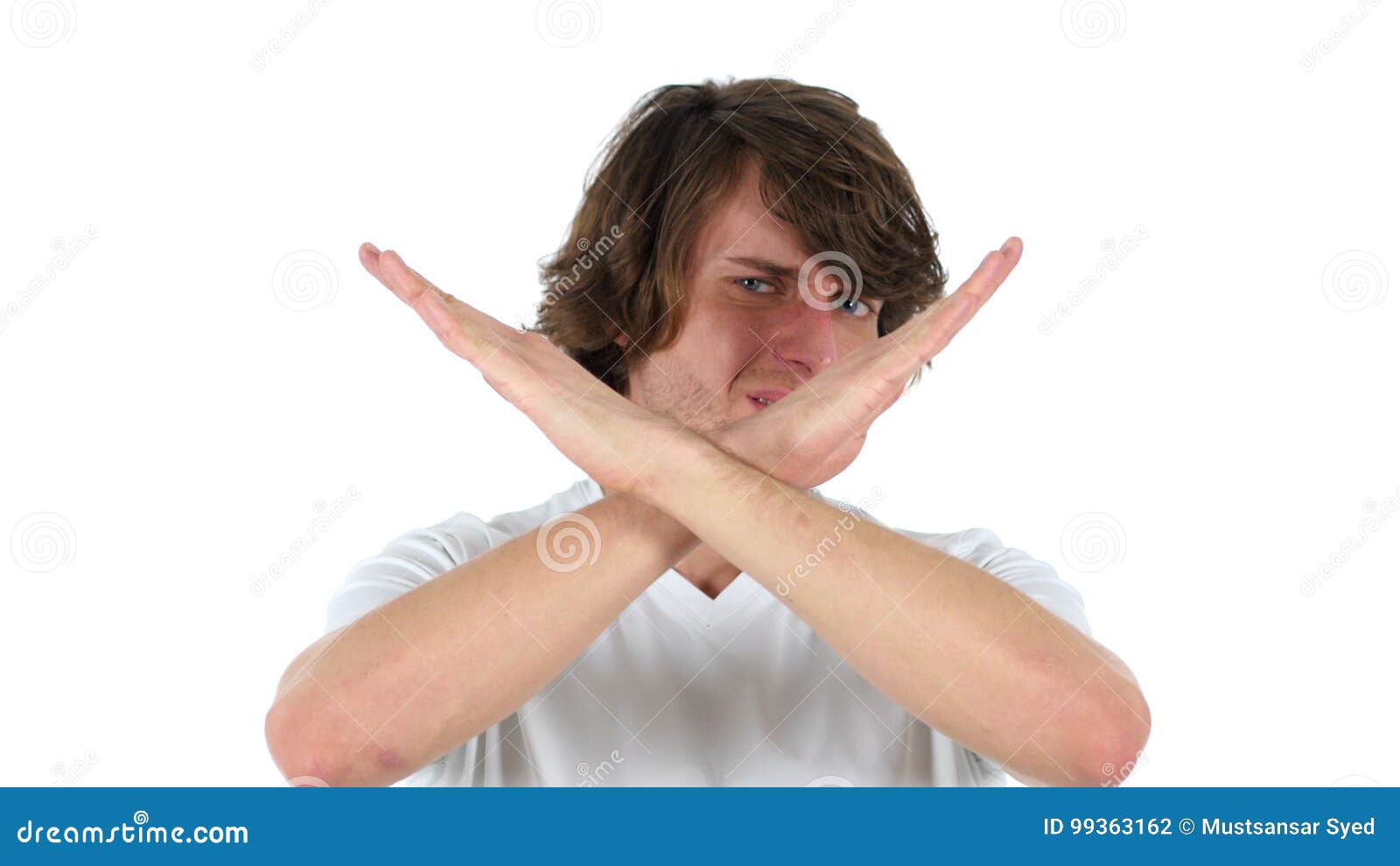 Rejecting, Opposing Man, White Background Stock Photo - Image of indoor ...