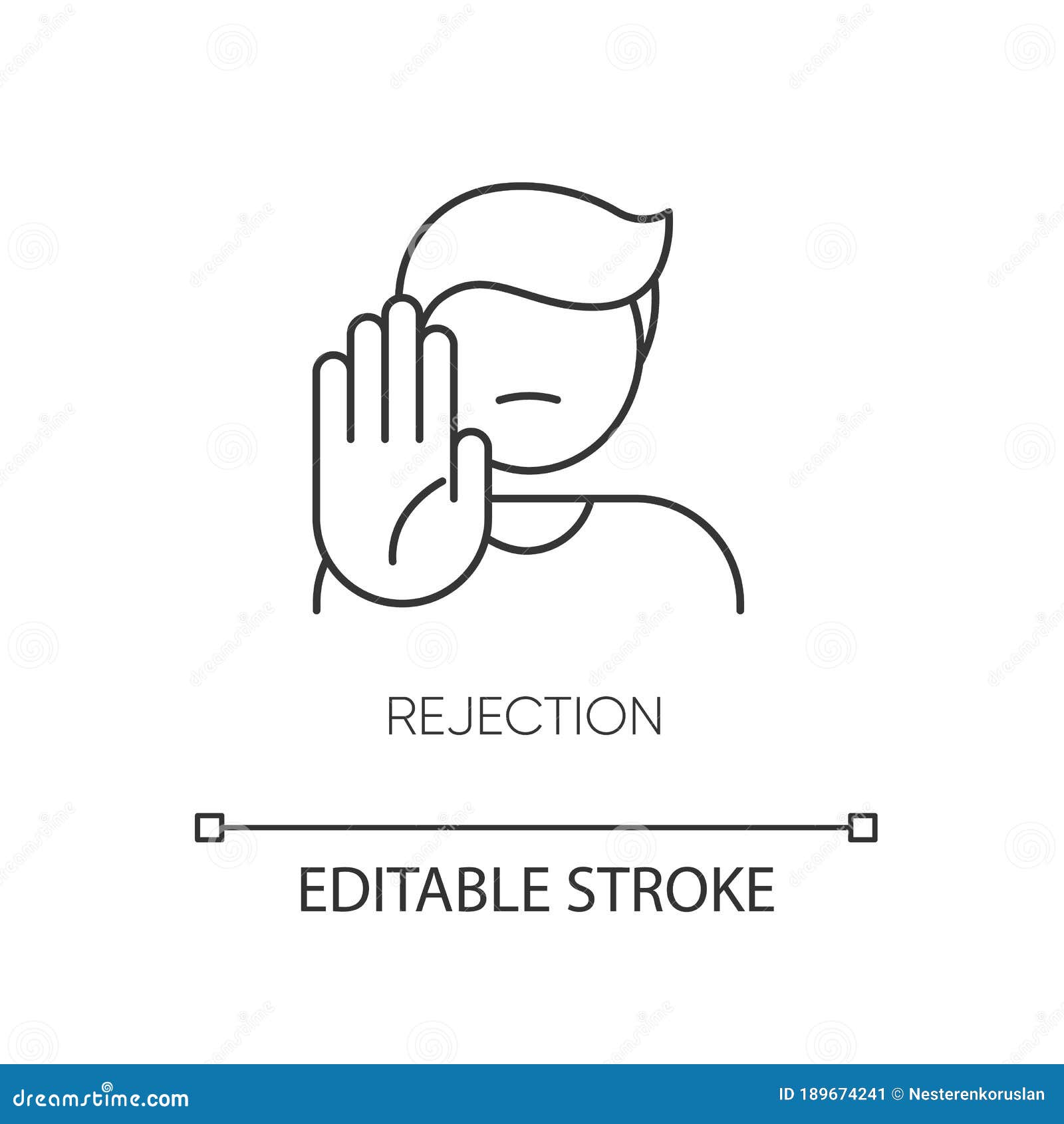 Rejection Feeling Icon. Outline Sketch Drawing. Vector Illustration ...