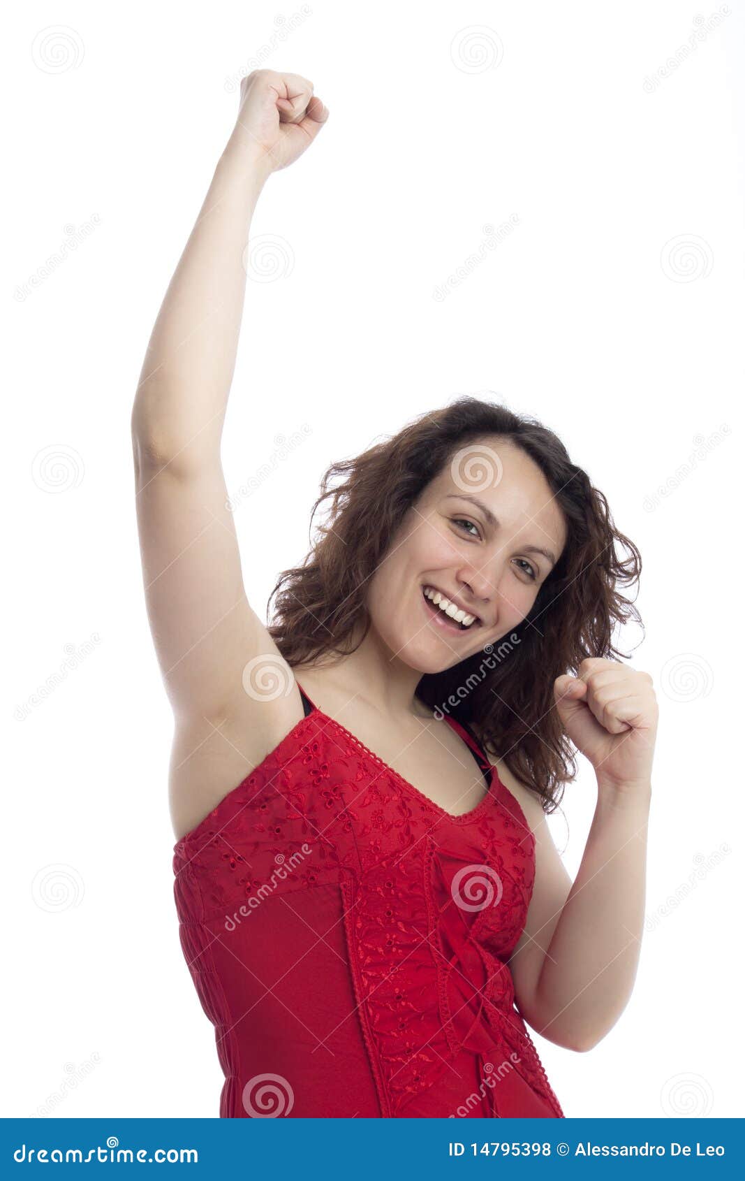 Rejoicing Girl stock photo. Image of brunette, dress - 14795398